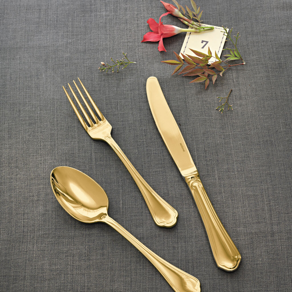 Table fork , PVD Mirror PVD Gold, Filet Toiras, Sambonet