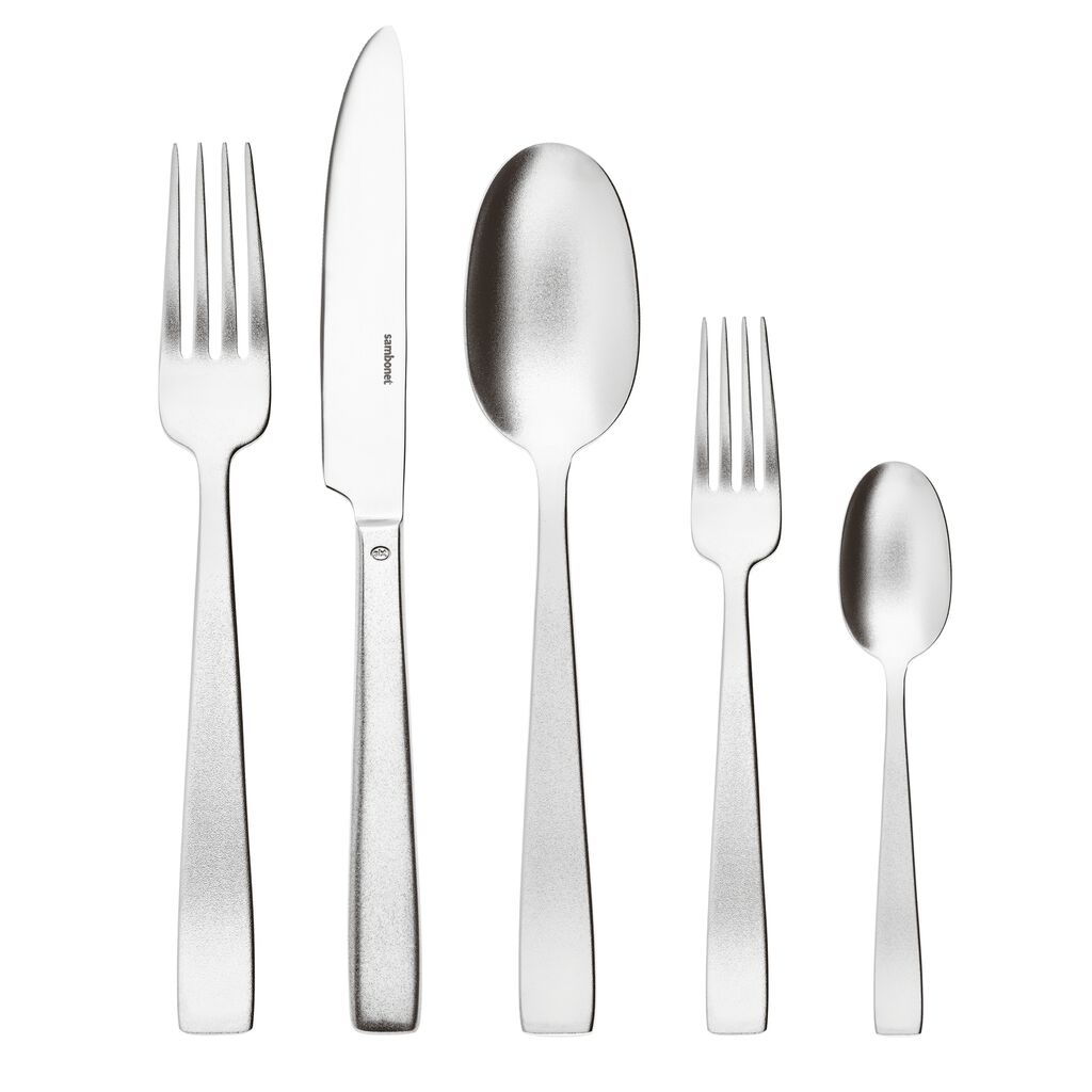 Flatware place setting, 5 pieces , Diamond Steel, Flat, Sambonet