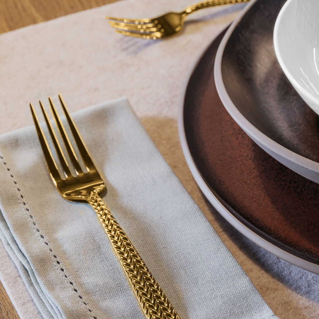 Flatware place setting, 5 pieces , PVD Mirror PVD Gold, Cortina, Sambonet