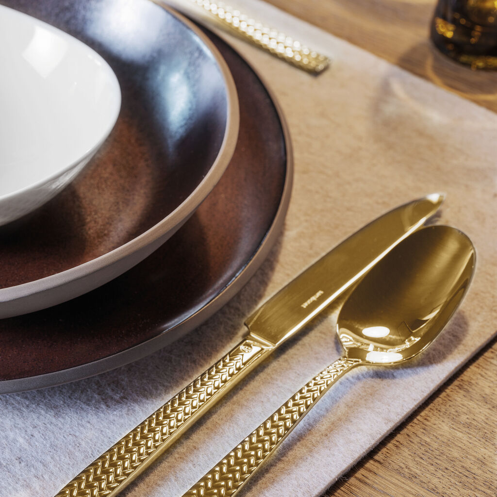 Flatware place setting, 5 pieces , PVD Mirror PVD Gold, Cortina, Sambonet