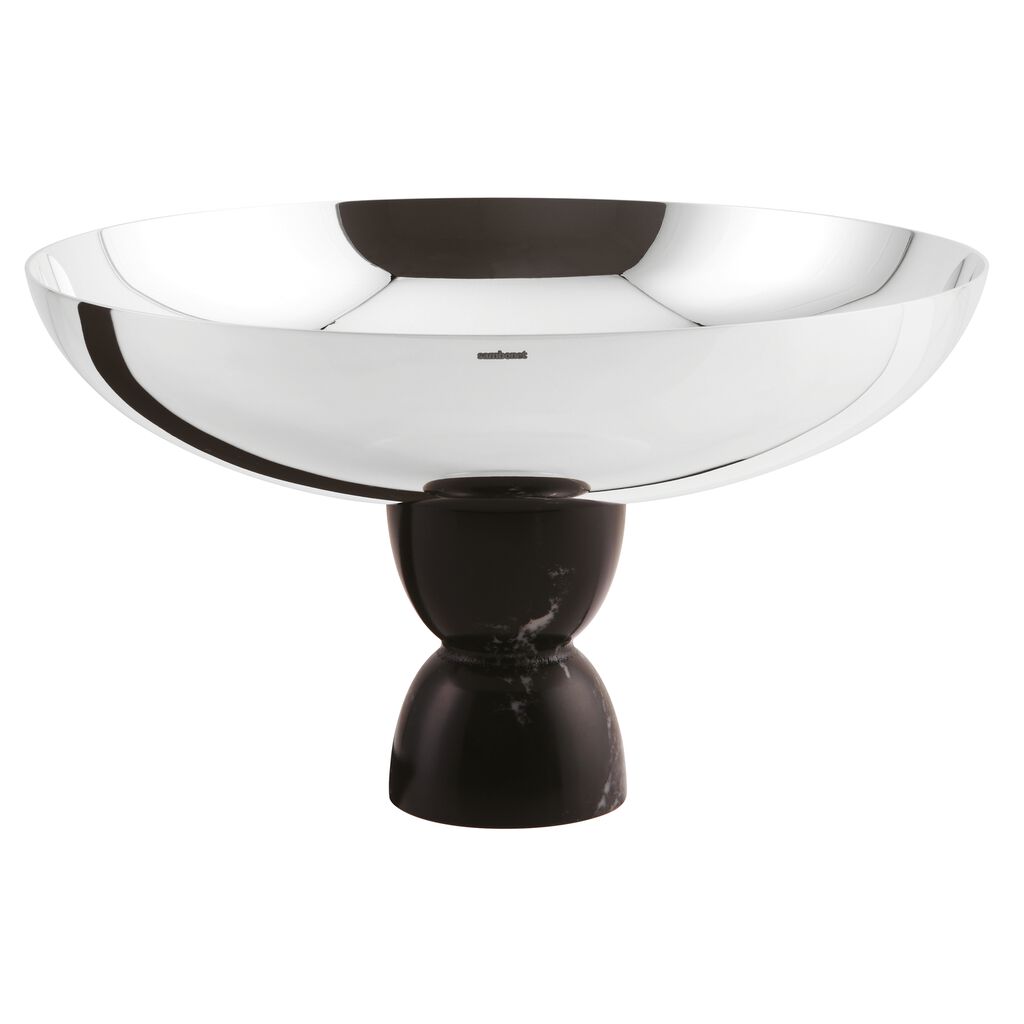 Bowl with foot , Silverplated Steel, Madame, Sambonet