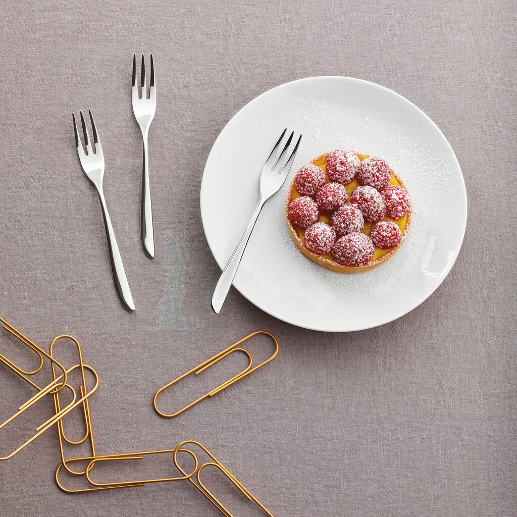 6 cake forks set , Mirror Steel, Leaf, Sambonet